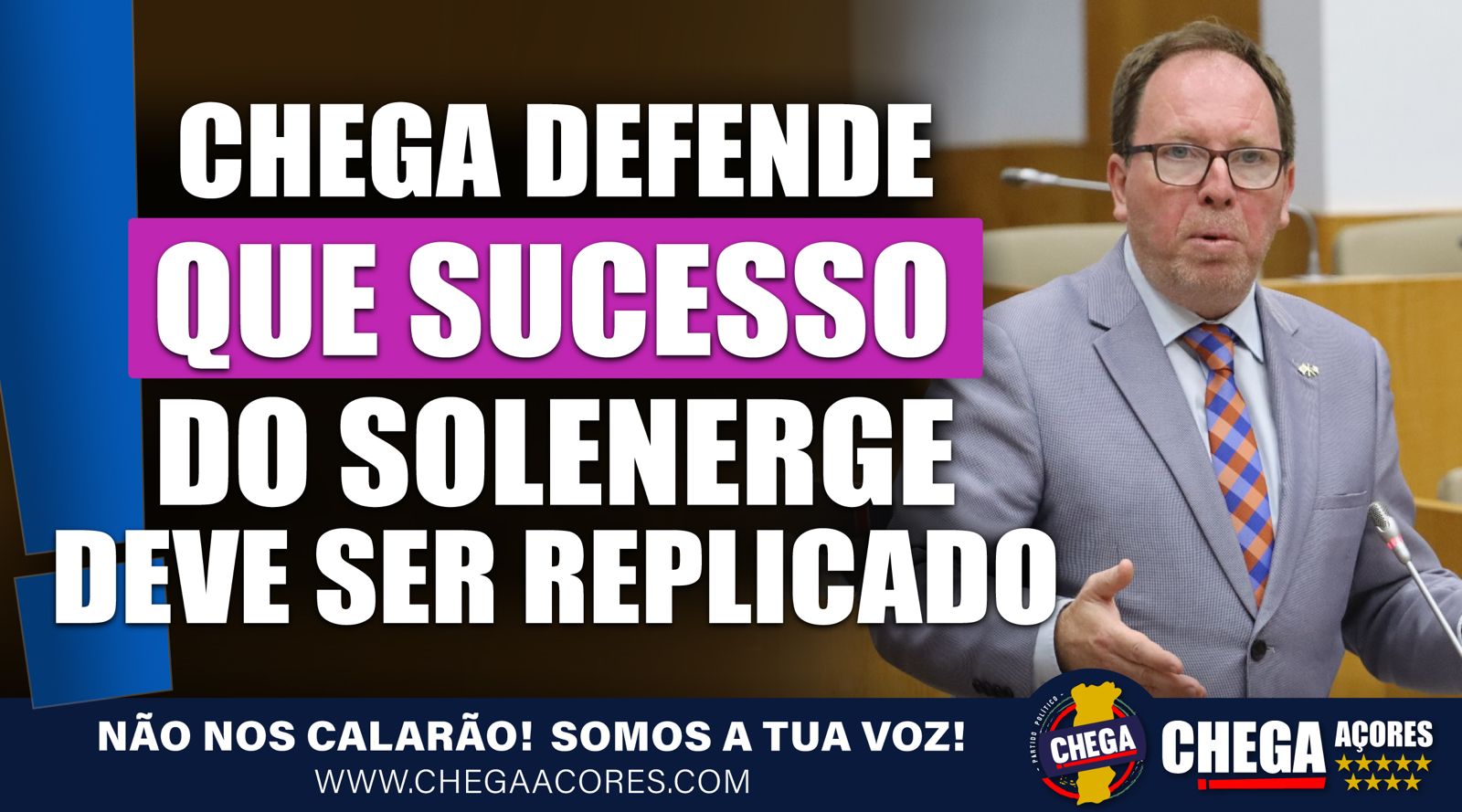 CHEGA DEFENDE QUE SUCESSO DO SOLENERGE DEVE SER REPLICADO - CHEGA Açores