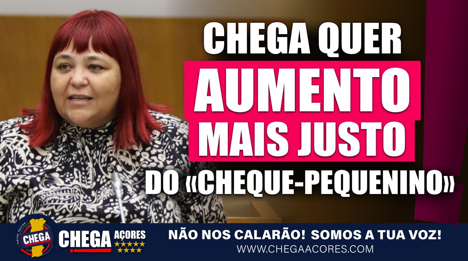 CHEGA QUER AUMENTO MAIS JUSTO DO «CHEQUE-PEQUENINO» - CHEGA Açores